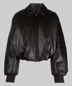 Molly Mae Hague Brown Leather Bomber Jacket | The Leather City