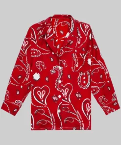 Emily In Paris S05 Lily Collins (Emily Cooper) Red Paisley Shirt | TLC UK